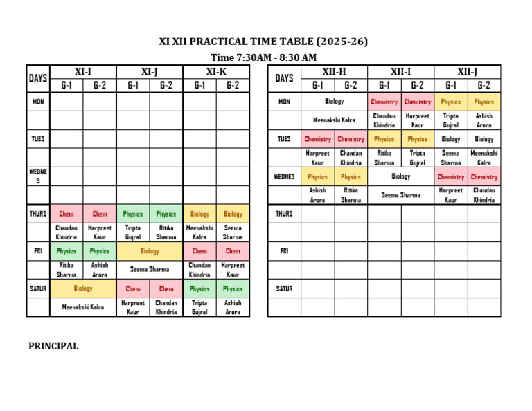 2025-26 XI XII Practical Timetable | PDF | Natural Sciences | Physical ...