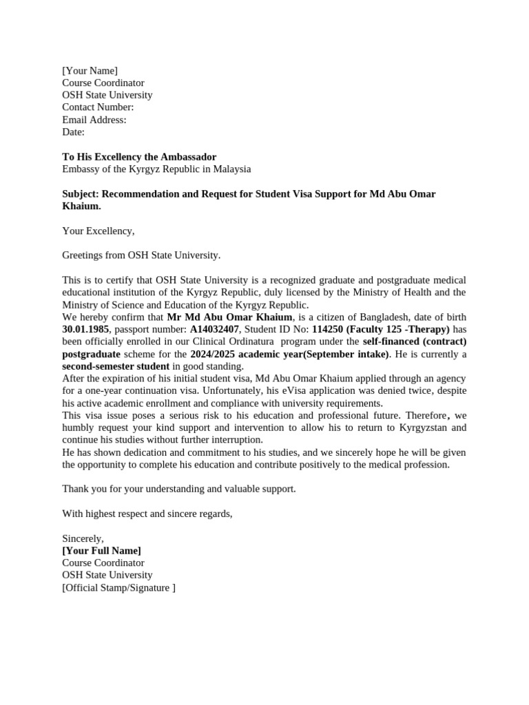 Recommandation Letter For Omar Khaium | PDF