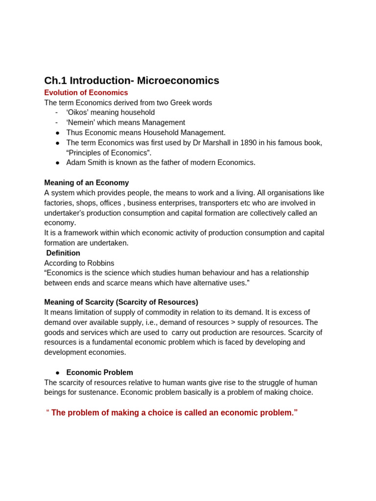 Introduction to Microeconomics Concepts | PDF | Economics | Opportunity ...