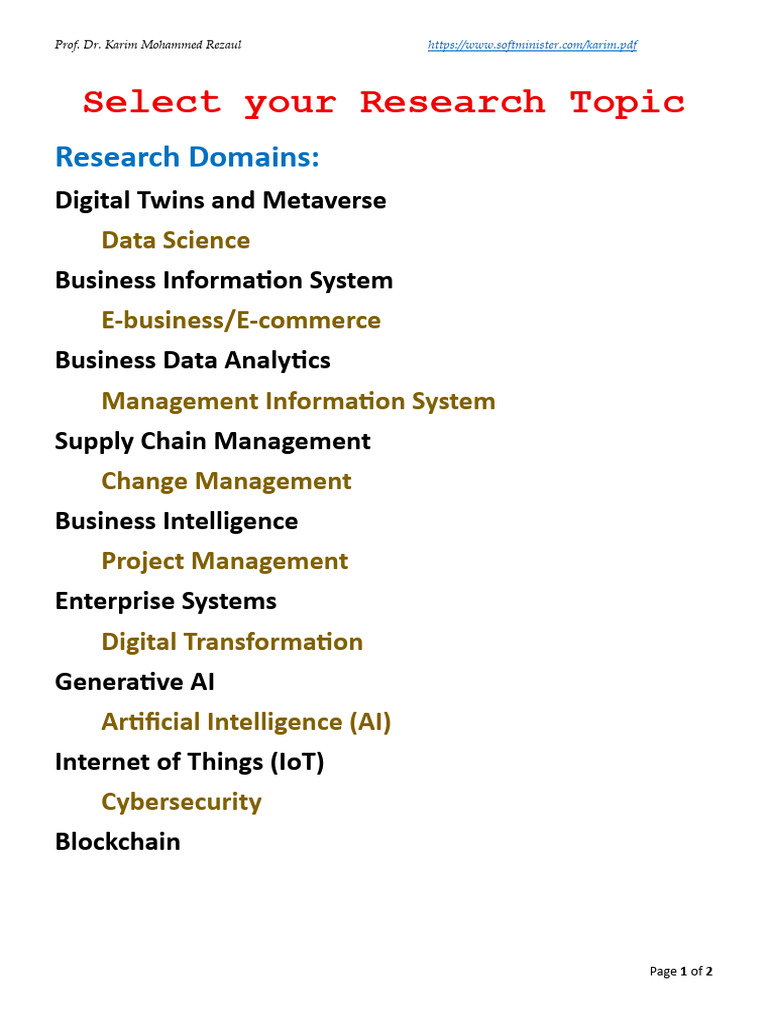 3 - Research Topic Selection | PDF