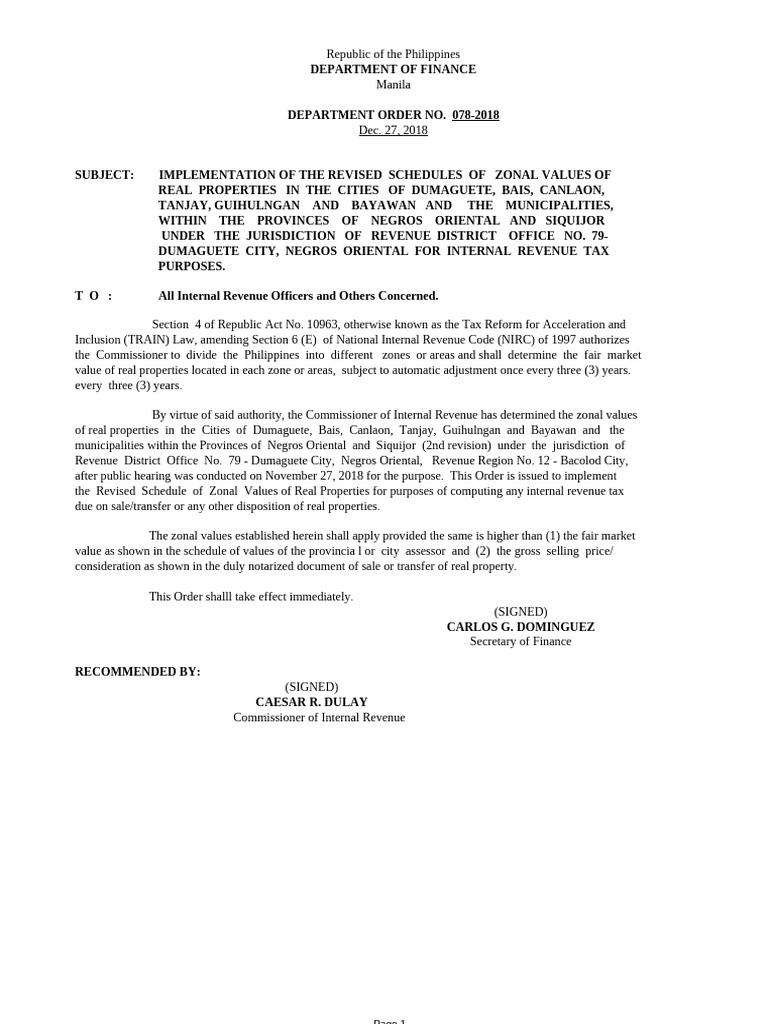 Bayawan City Zonal Values 2019 | PDF | Internal Revenue Service