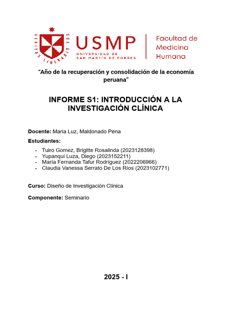 INFORME S1 DISEÑO - Documentos de Google | PDF | Science | Investigación