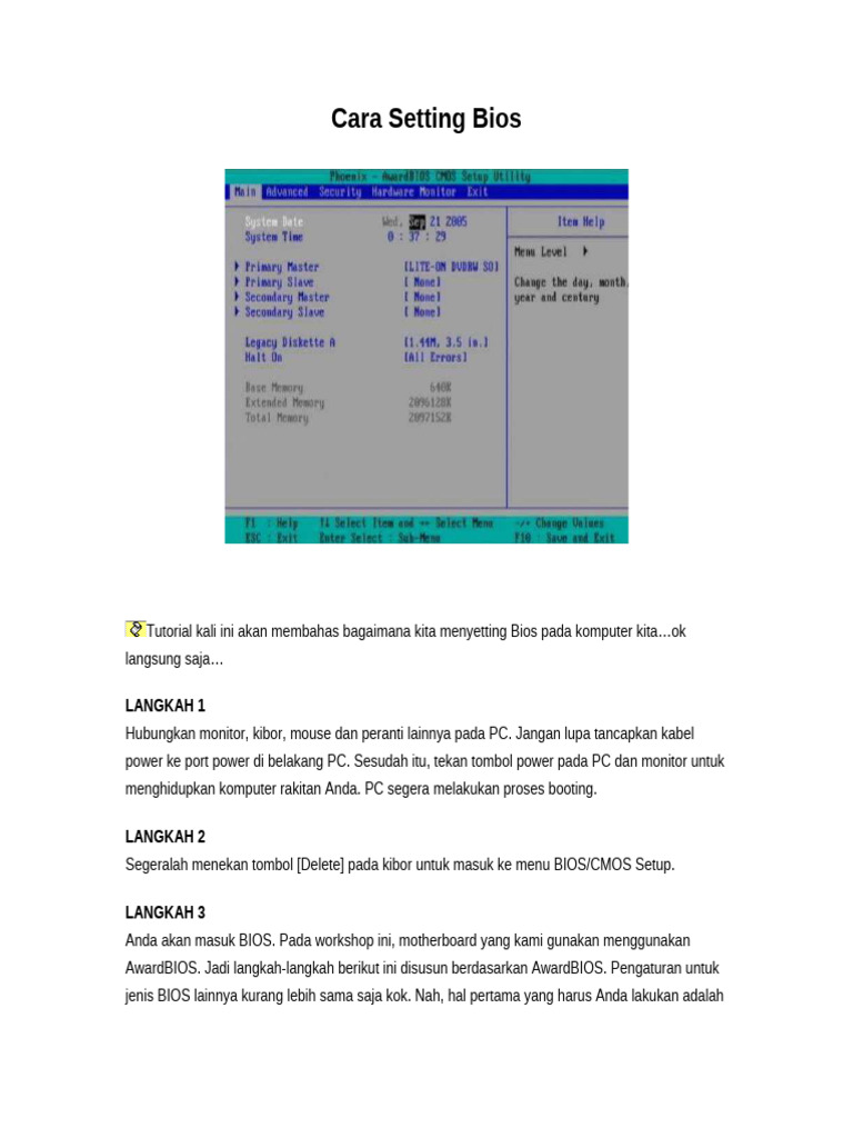 Panduan Lengkap Setting BIOS PC | PDF