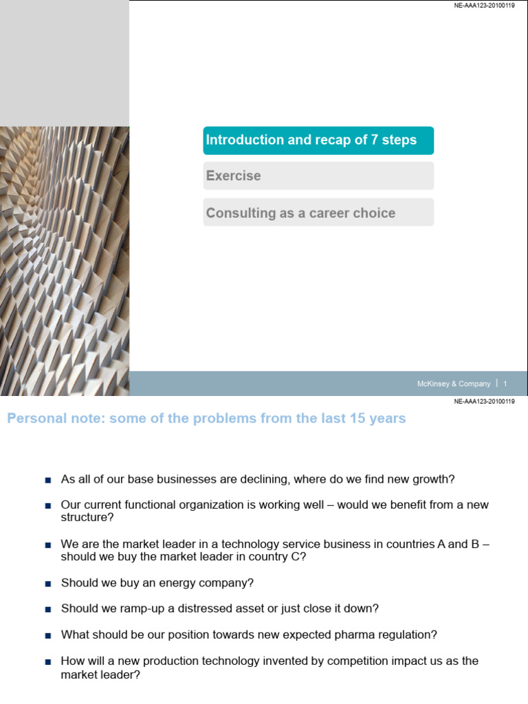 McKinsey 7 Steps Problem Solving Approach (1) | PDF | Retail | Leadership