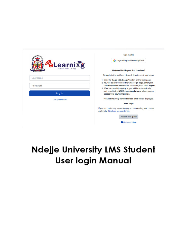 Ndejje University LMS Login Guide | PDF