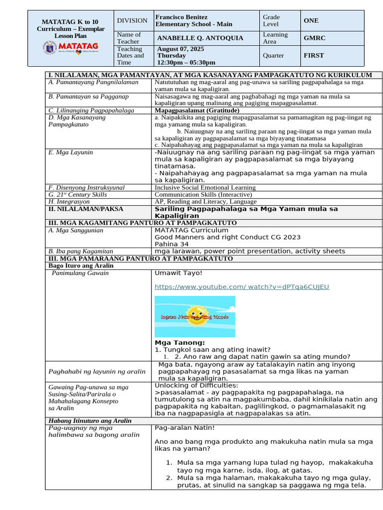 DLP GMRC Q1 W1D4 | PDF
