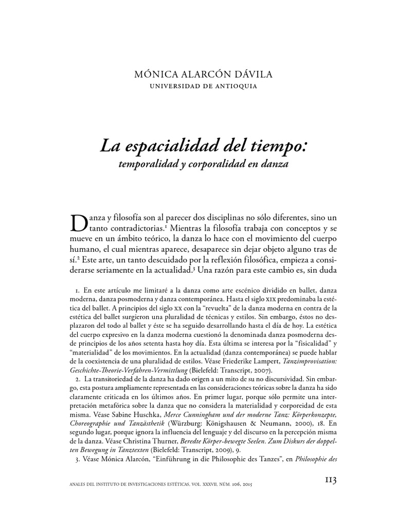 Temporalidad y corporalidad en danza | PDF | Bailes | Experiencia