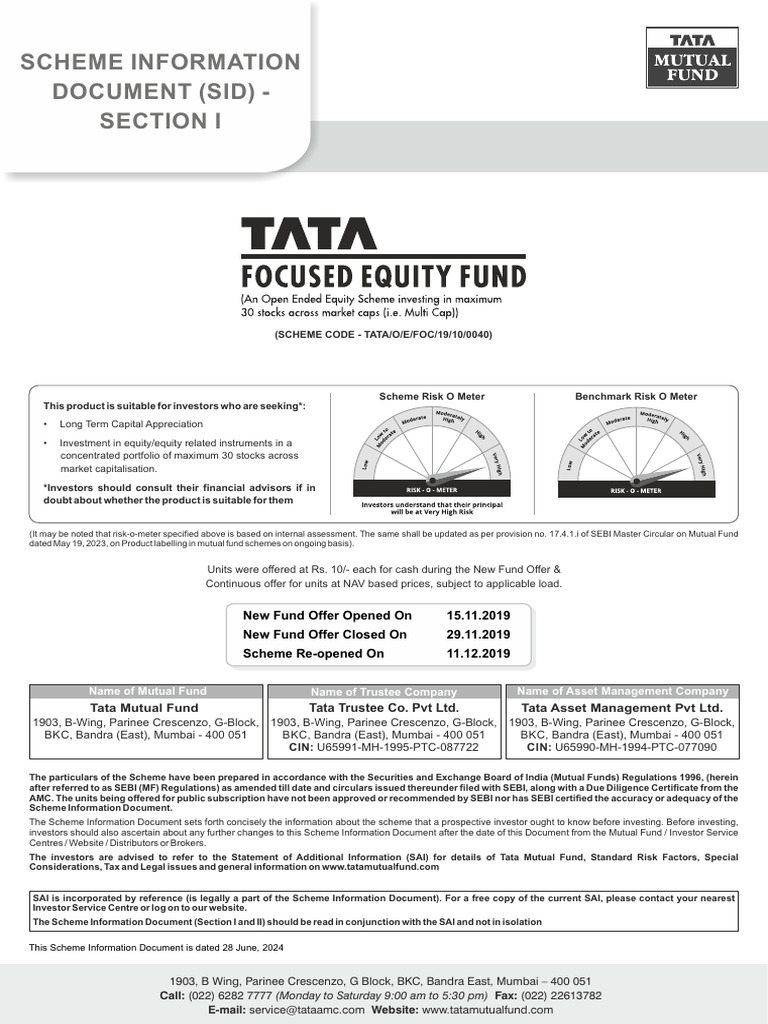 Tata Focused Equity Fund Overview | PDF | Securities (Finance) | Mutual ...