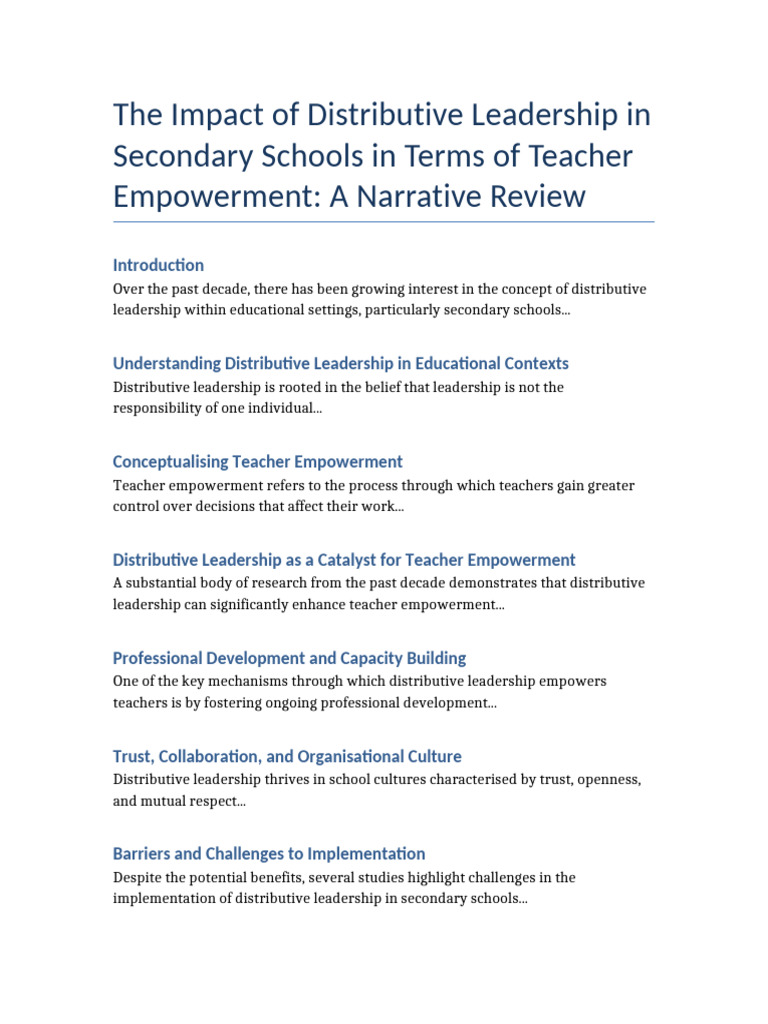 Distributive Leadership Teacher Empowerment(1) | PDF