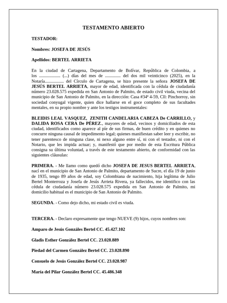 Modelo de Testamento | PDF