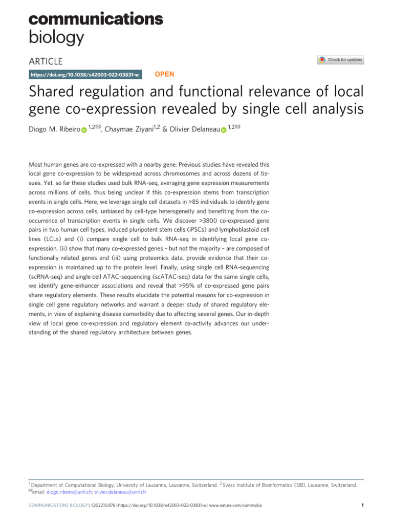 M. Ribeiro Et Al. - 2022 - Shared Regulation and Functional Relevance ...