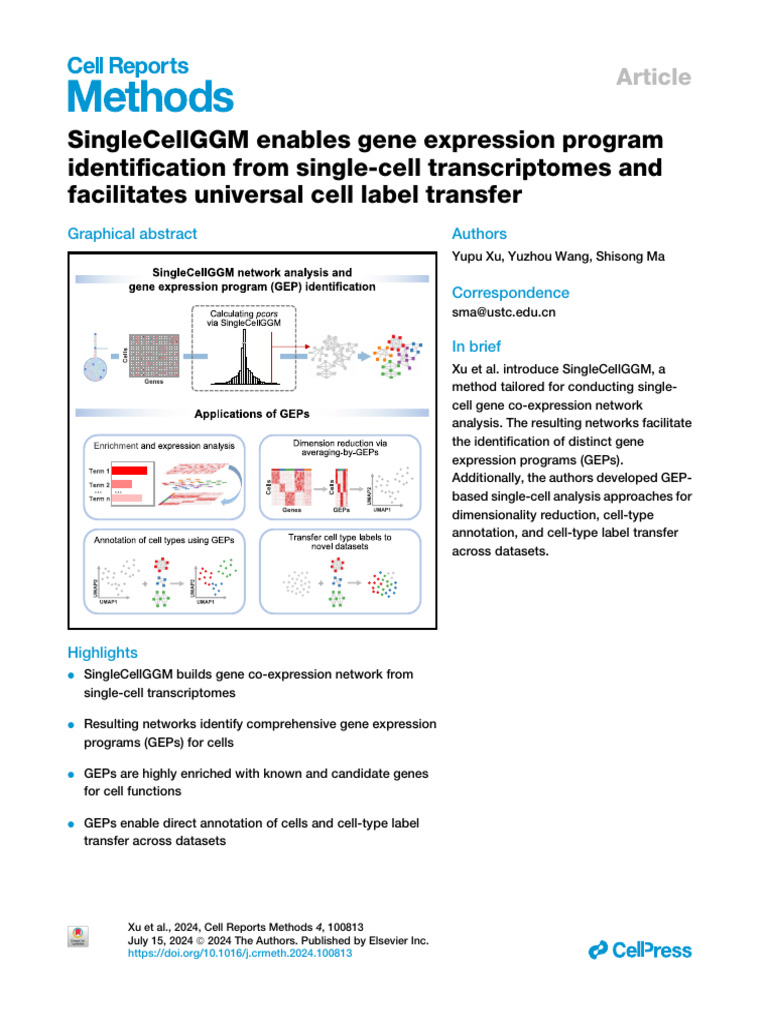 Xu Et Al. - 2024 - SingleCellGGM Enables Gene Expression Program Identification From Single-cell ...