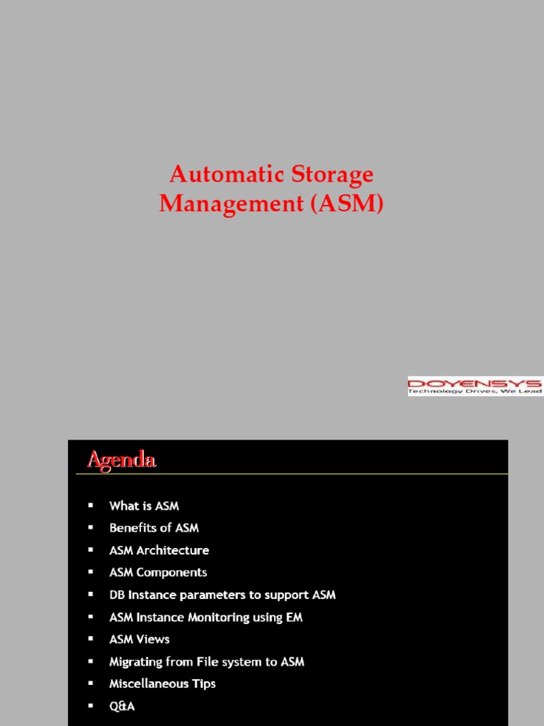 Automatic Storage Management Asm Pdf Oracle Database Computer File