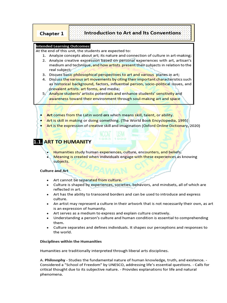 GE 06 Chapter 1 Introduction to Art and Its Conventions | PDF | Abstract Art | Aesthetics