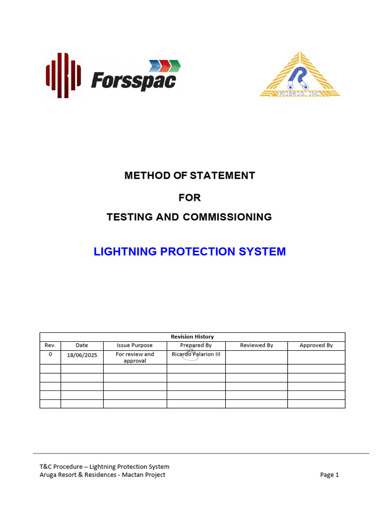 Lightning Protection System T&C Procedure | PDF | Manufactured Goods ...