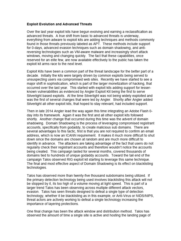 Slides Carisws Exploit Evolution and Advanced Threats 00 | PDF ...