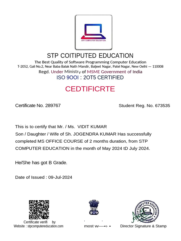 Tally Certificate 3 Extracted 08101057 | PDF