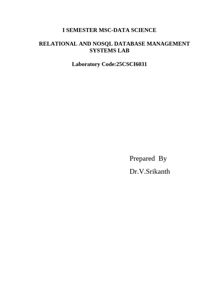 Relational and Nosql Database Management System Lab Manual | PDF | Sql | Table (Database)