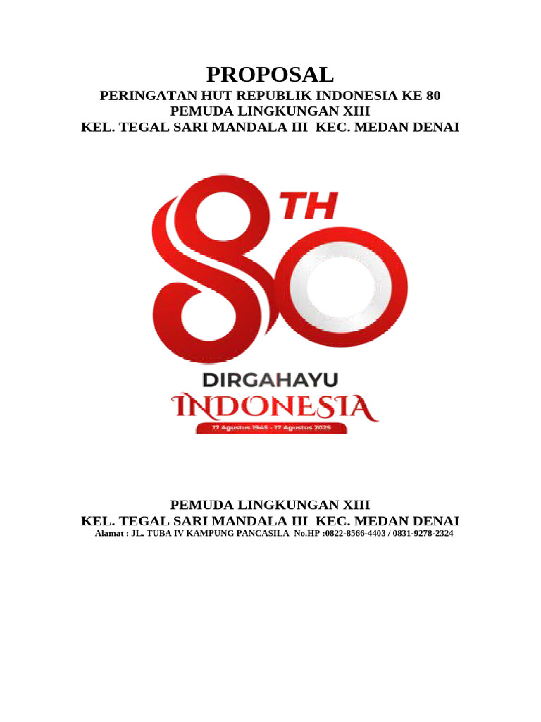 Proposal HUT RI ke-80 Pemuda Tegal Sari | PDF