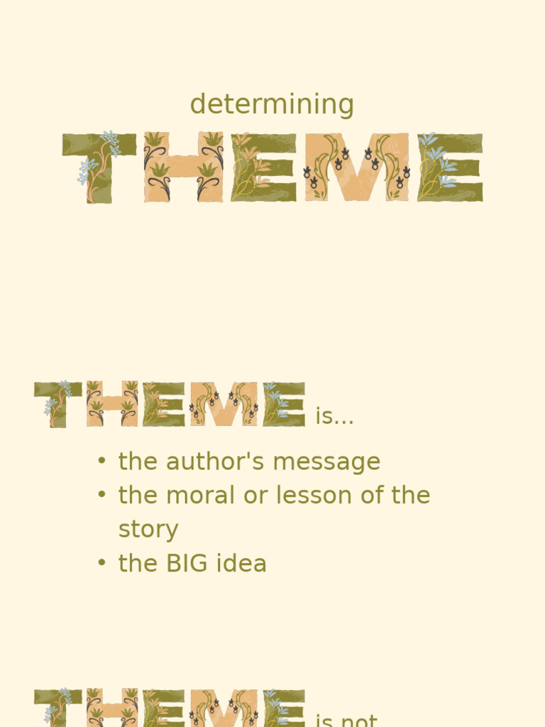 Determining Theme Education Presentation Green Yellow Floral ...