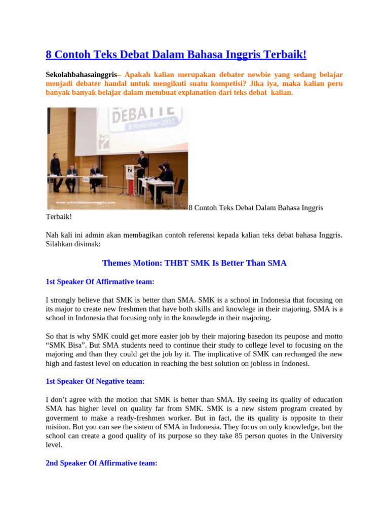 8 Best English Debate Texts on Education | PDF