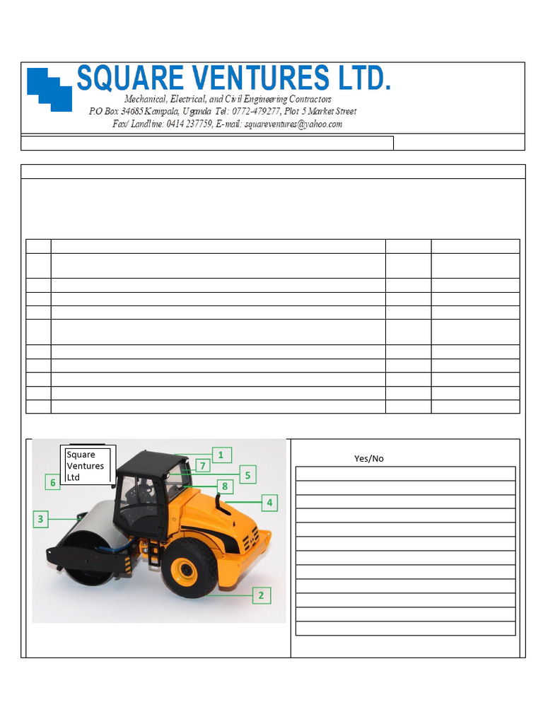 Earth Compactor Inspection Checklist | PDF