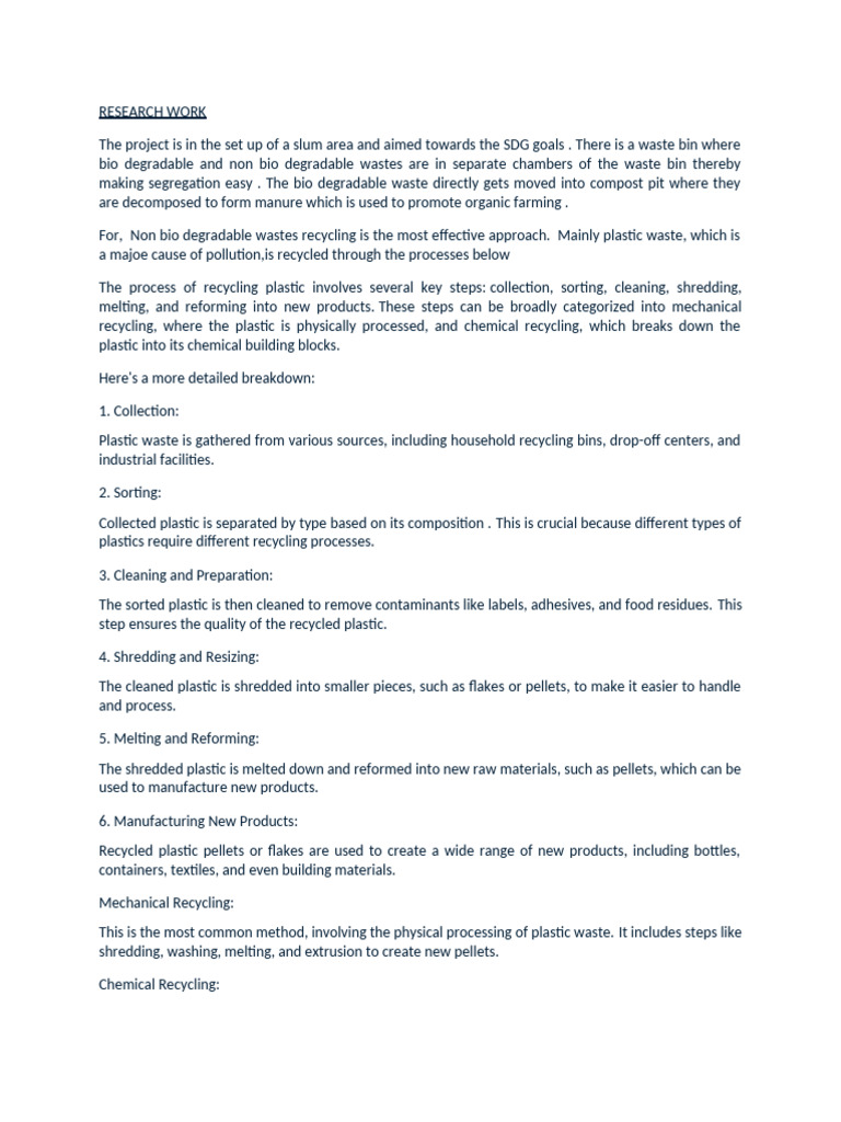 Plastic Waste Recycling Process Explained | PDF