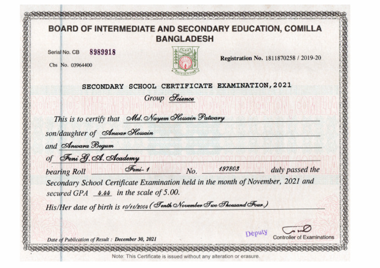 SSC Certificate Scan | PDF
