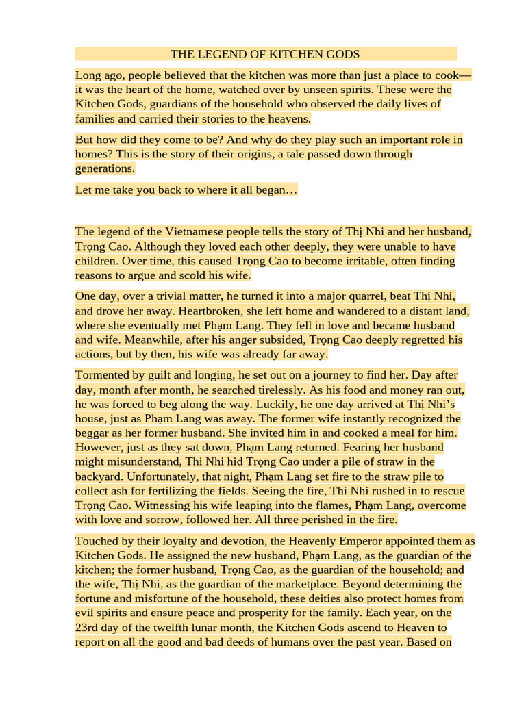 The Legend of Kitchen Gods | PDF | Religious Belief And Doctrine