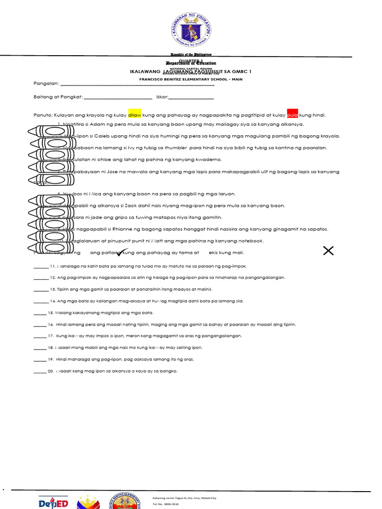 q1 2nd Summative Test in GRMC 1 | PDF