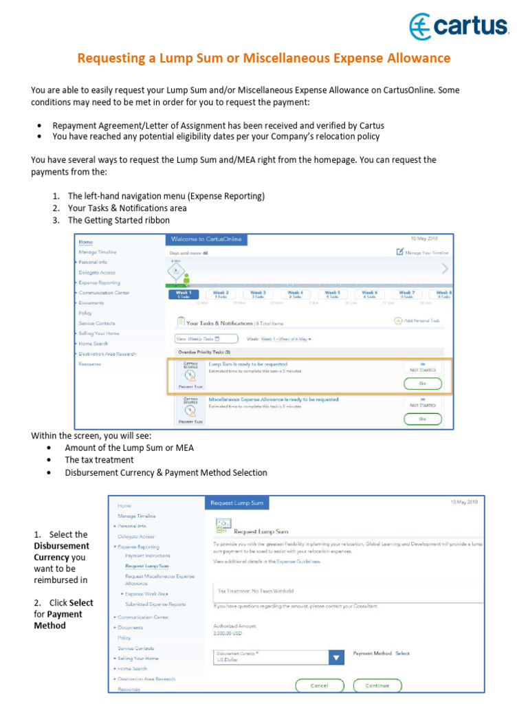 Requesting Lump Sum on CartusOnline | PDF