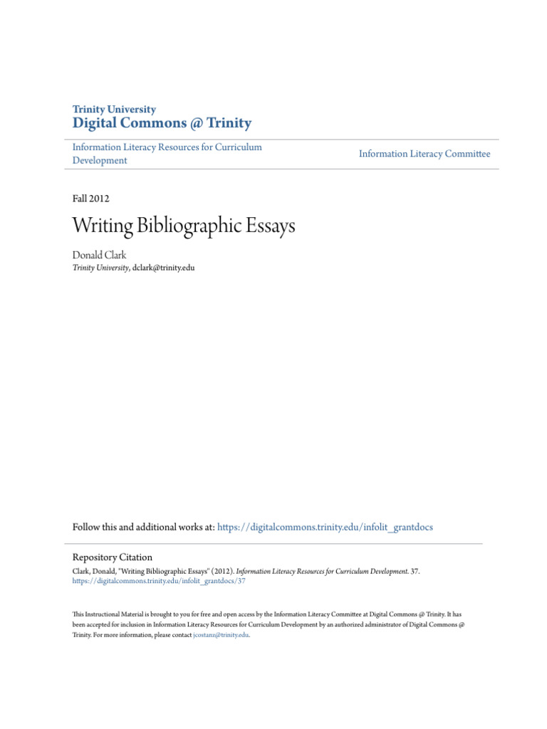 Writing Bibliographic Essays Guide | PDF | Citation | Plagiarism