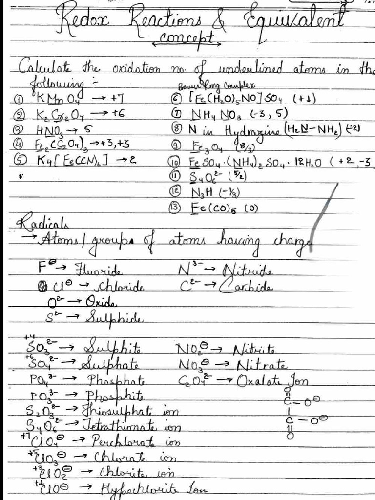 Redox Reaction Notes | PDF