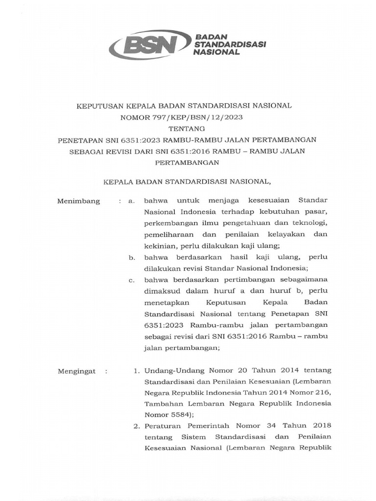 Rambu-Rambu Jalan Pertambangan SNI 2023 | PDF