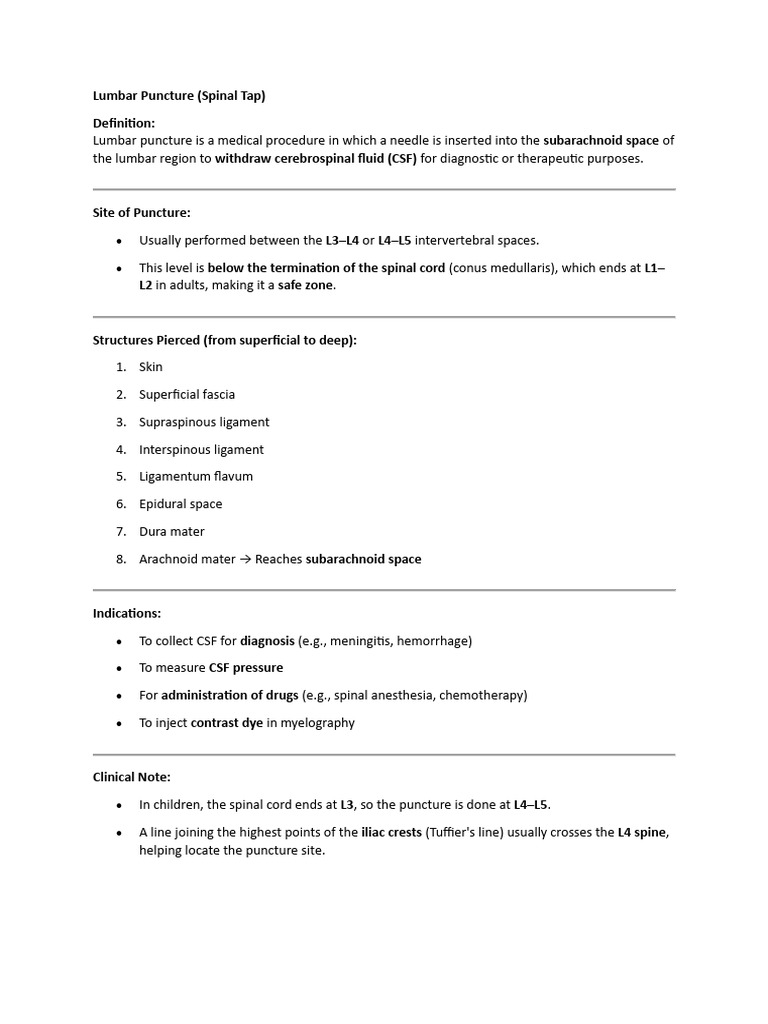 Structures Pierced in Lumbar Puncture | PDF