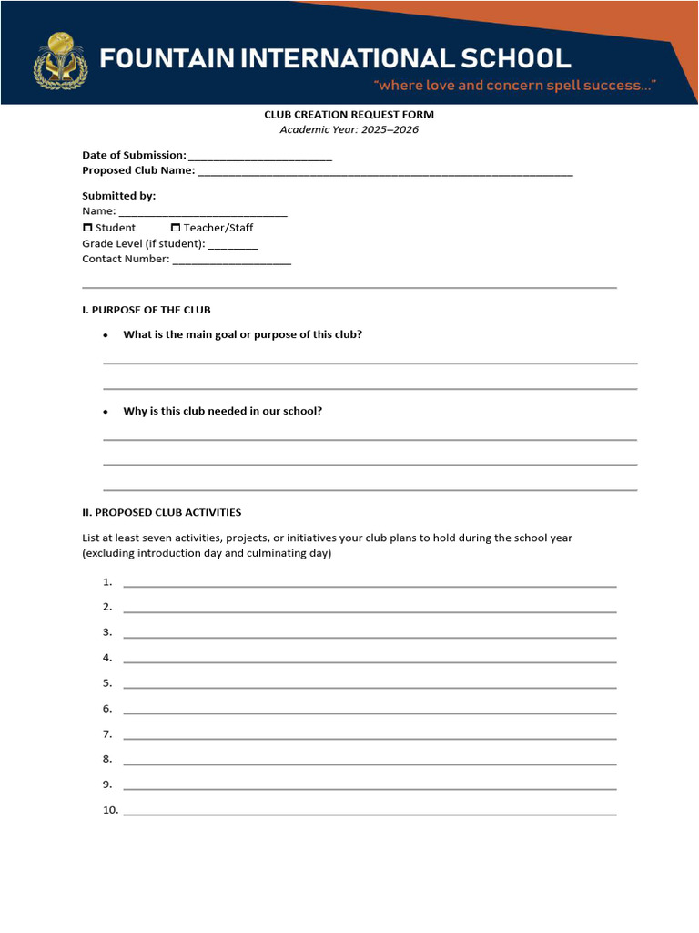 Club Creation Request Form | PDF