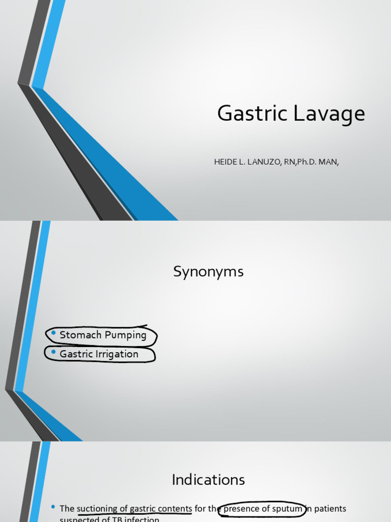 Gastric Lavage Procedure Guide | PDF | Stomach | Diseases And Disorders