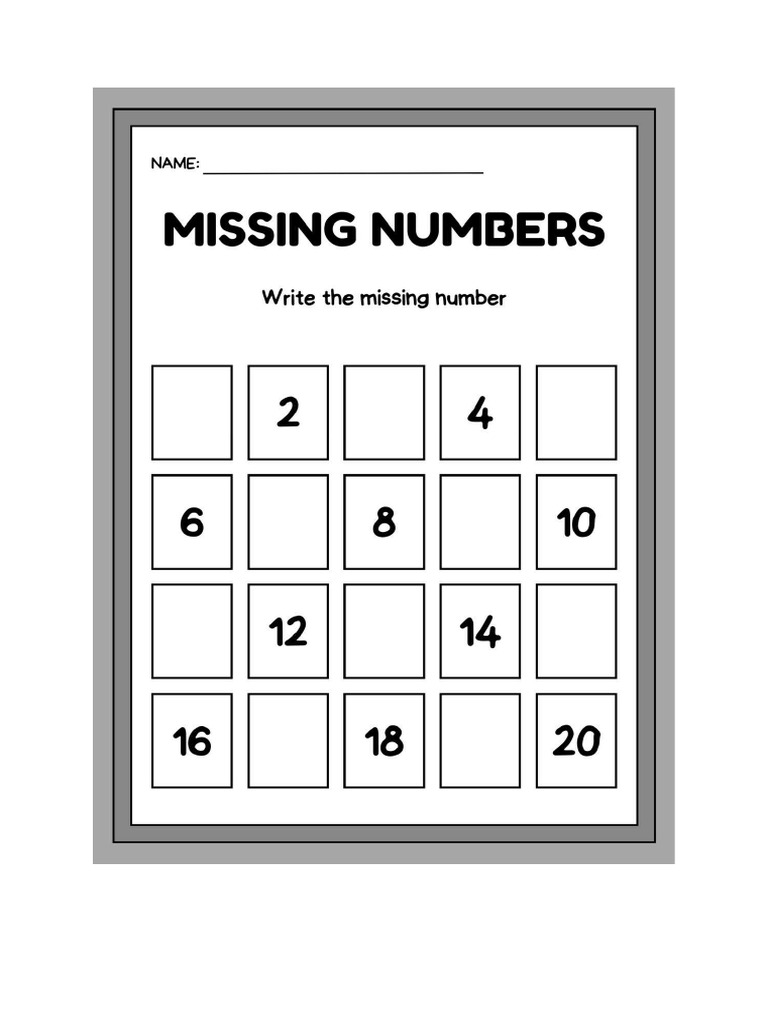 Missing Numbers For Grade-1 | PDF