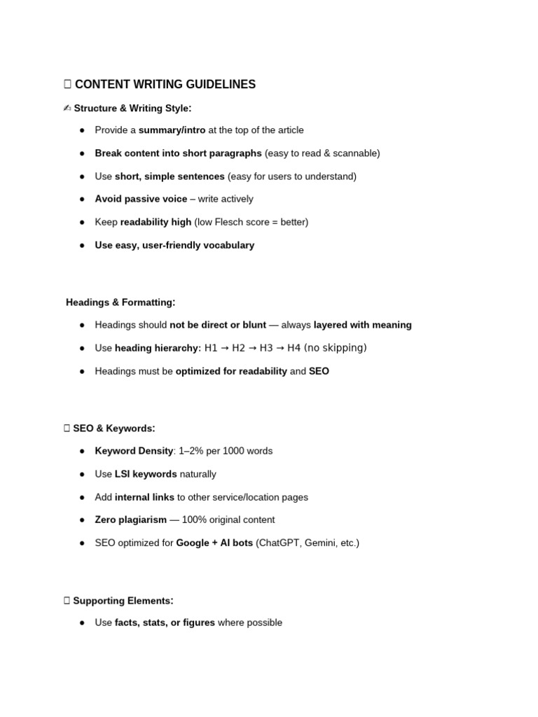 ? Content Writing Guidelines | PDF