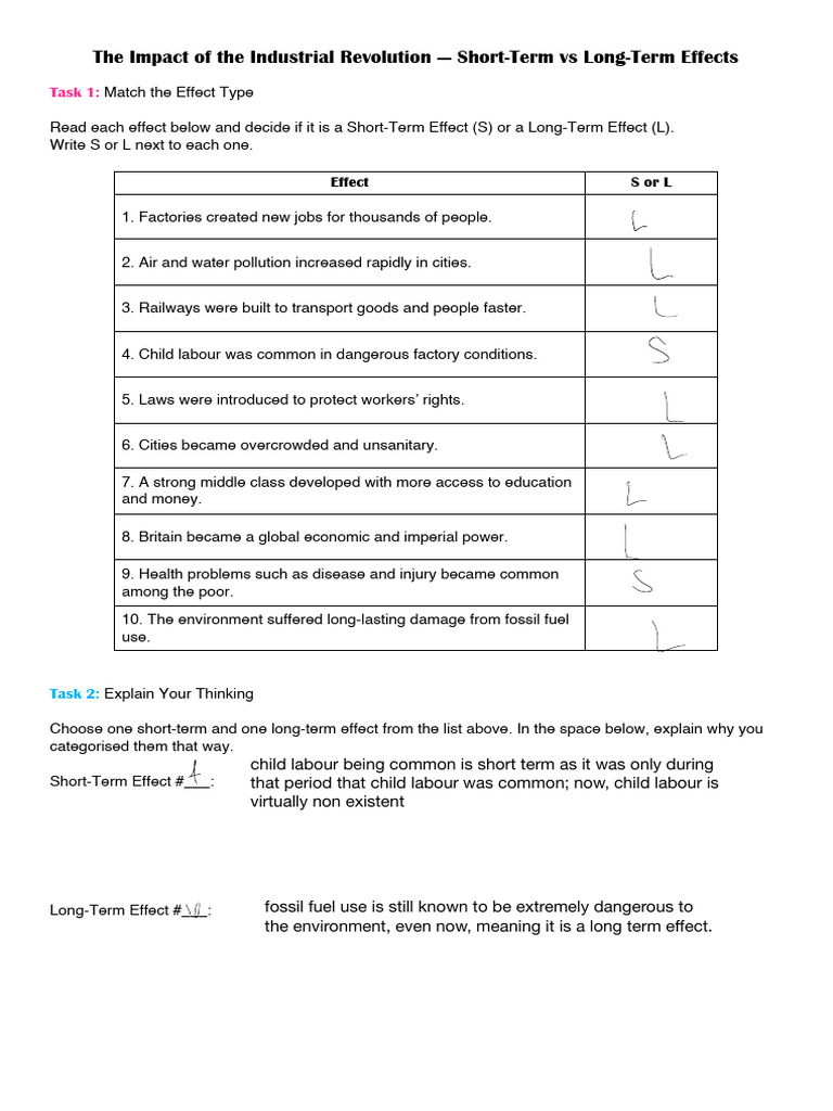Industrial Revolution Effects Worksheet | PDF | Industrial Revolution ...