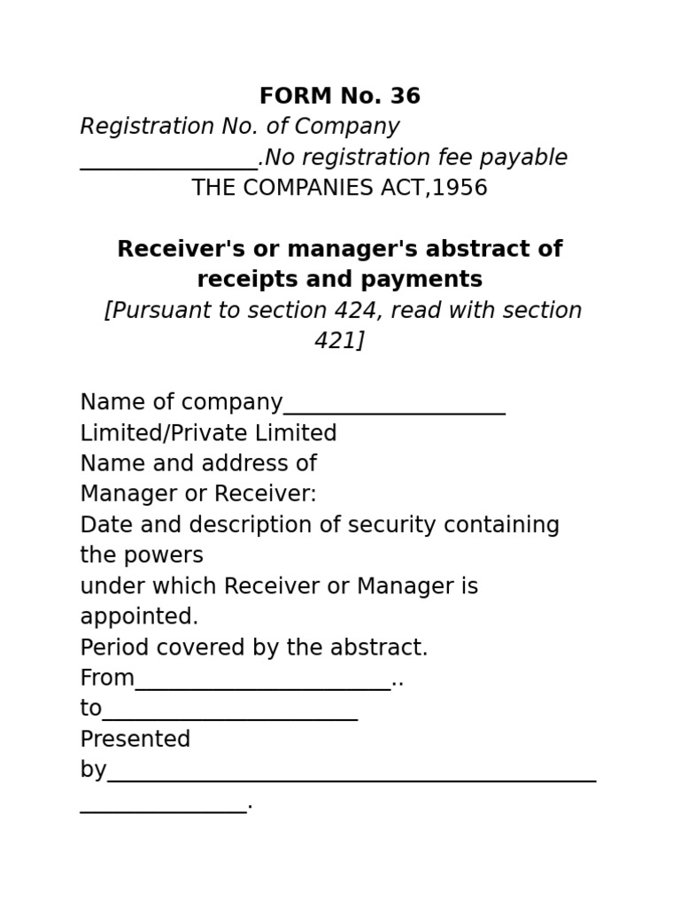 Receiver's Abstract of Receipts and Payments | PDF