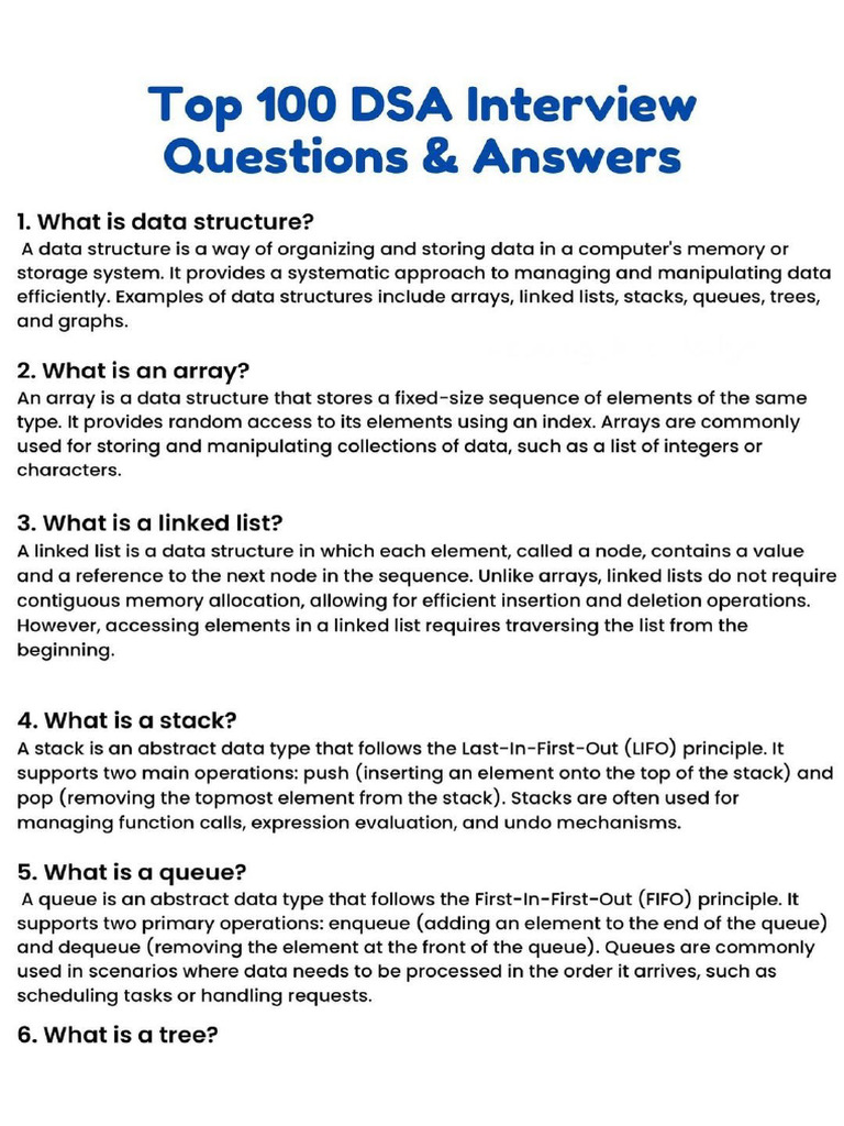 Top 100 DSA Interview Q&A? | PDF