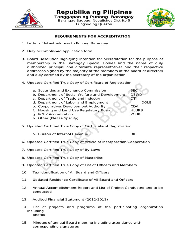 Requirements For Accreditation | PDF