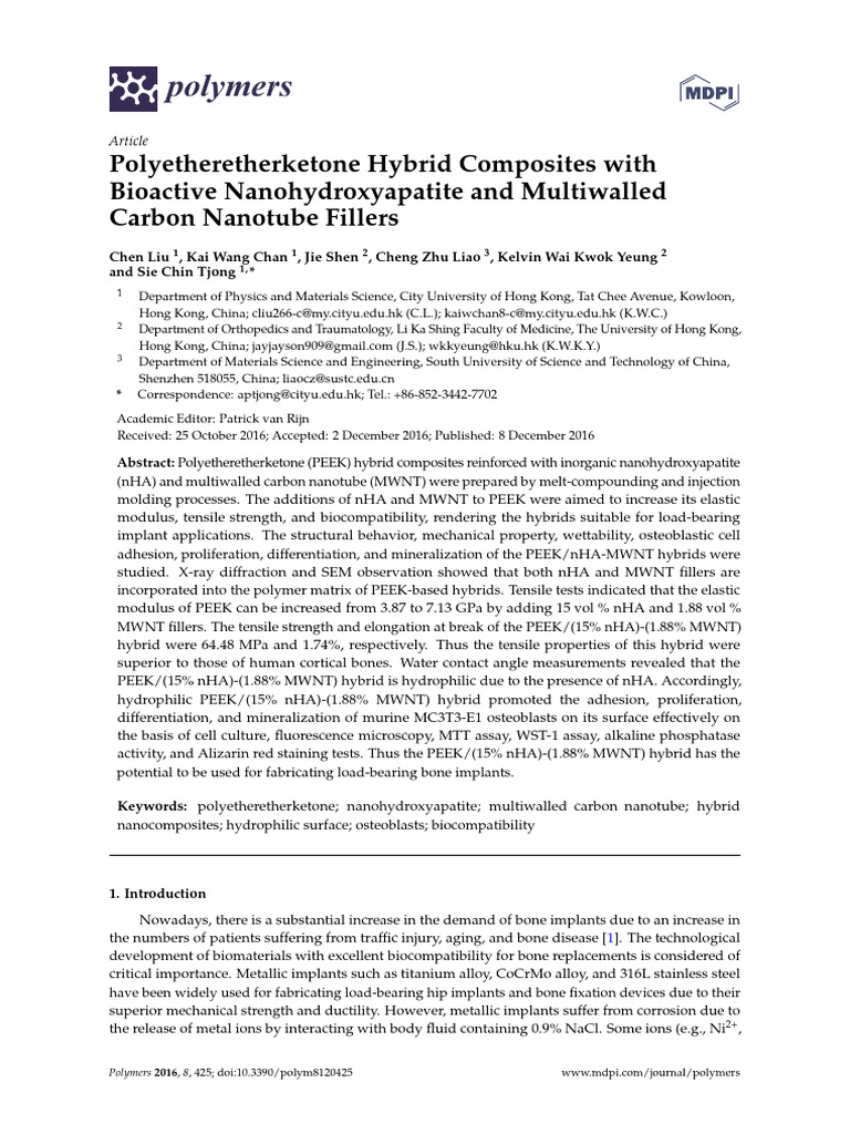 CNT PEEK Composites Wettability | PDF | Carbon Nanotube | Composite ...