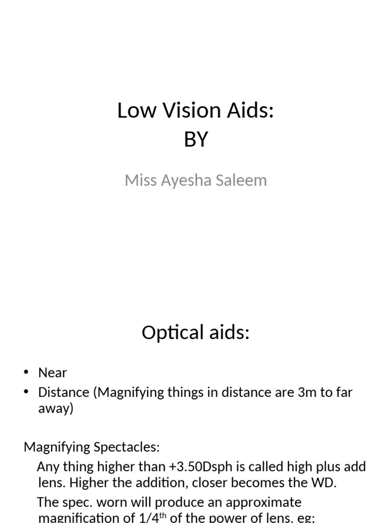 Non-Optical Aids for Low Vision | PDF | Glasses | Optics