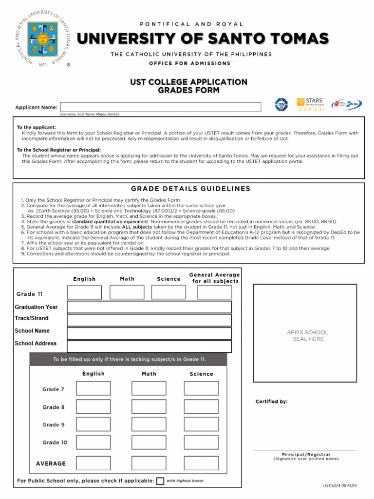 Grades Form College 2025 | PDF