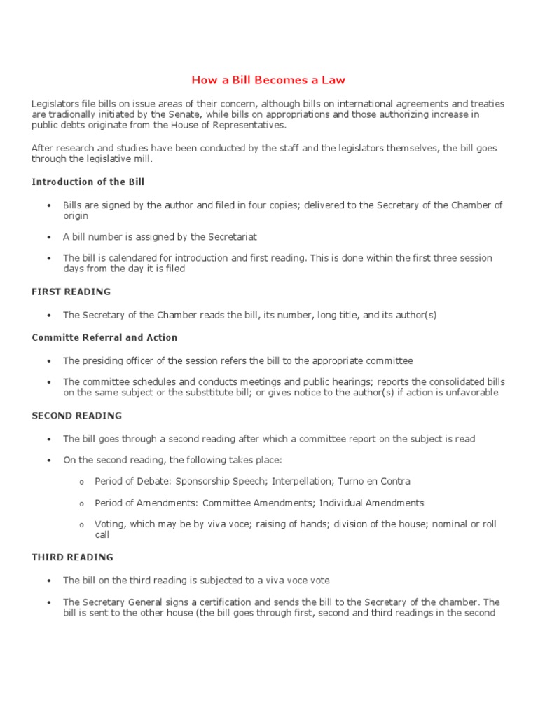 How A Bill Becomes A Law | PDF | Bill (Law) | United States House Of ...