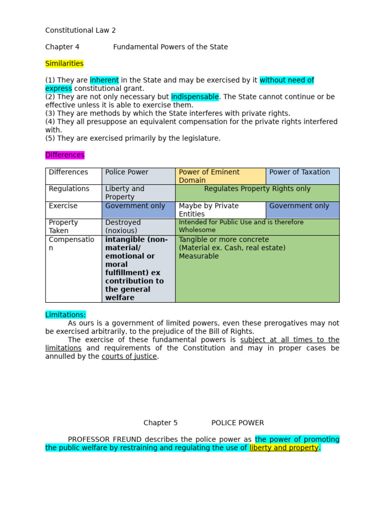 Fundamental Powers of the State | PDF | Police Power (United States ...