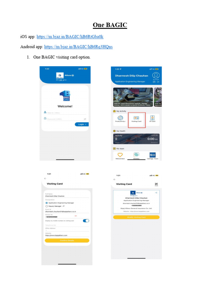 OneBagic Id and Visiting Card SOP | PDF