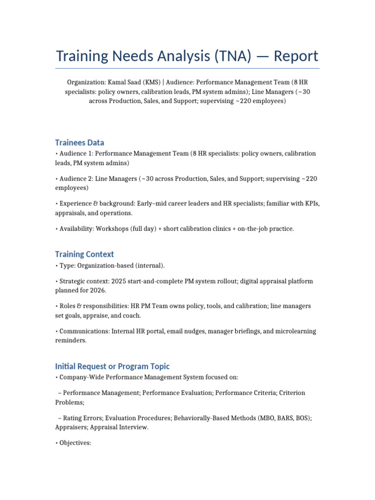KMS Performance Management Training Needs | PDF | Performance Appraisal ...